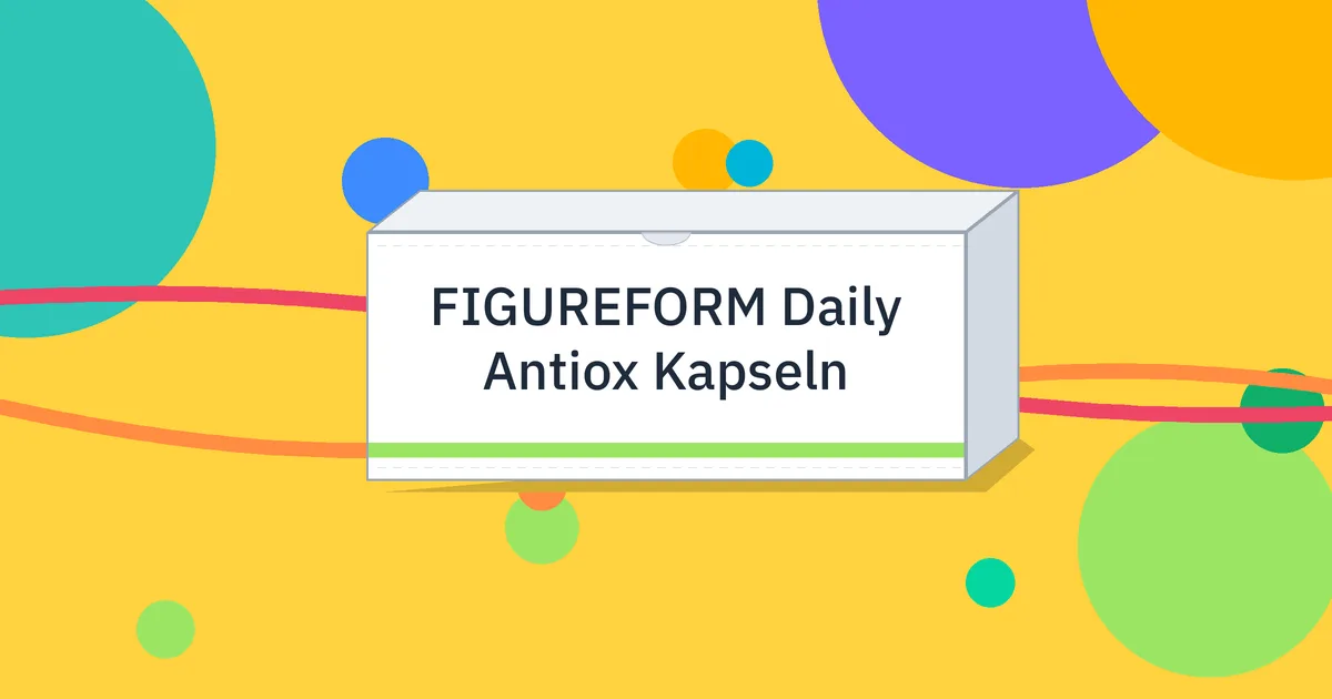 Symbolbild: Packung mit der Aufschrift FIGUREFORM Daily Antiox Kapseln (PZN 06058319) – Verfügbarkeit und Bezug in Apotheken in Frankfurt am Main