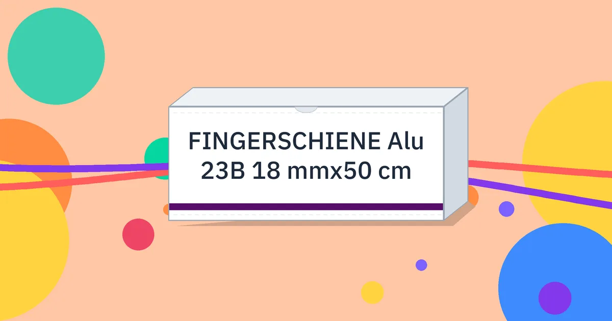 Symbolbild: Packung mit der Aufschrift FINGERSCHIENE Alu 23B 18 mmx50 cm (PZN 08857734) – Verfügbarkeit und Bezug in Apotheken in Frankfurt am Main