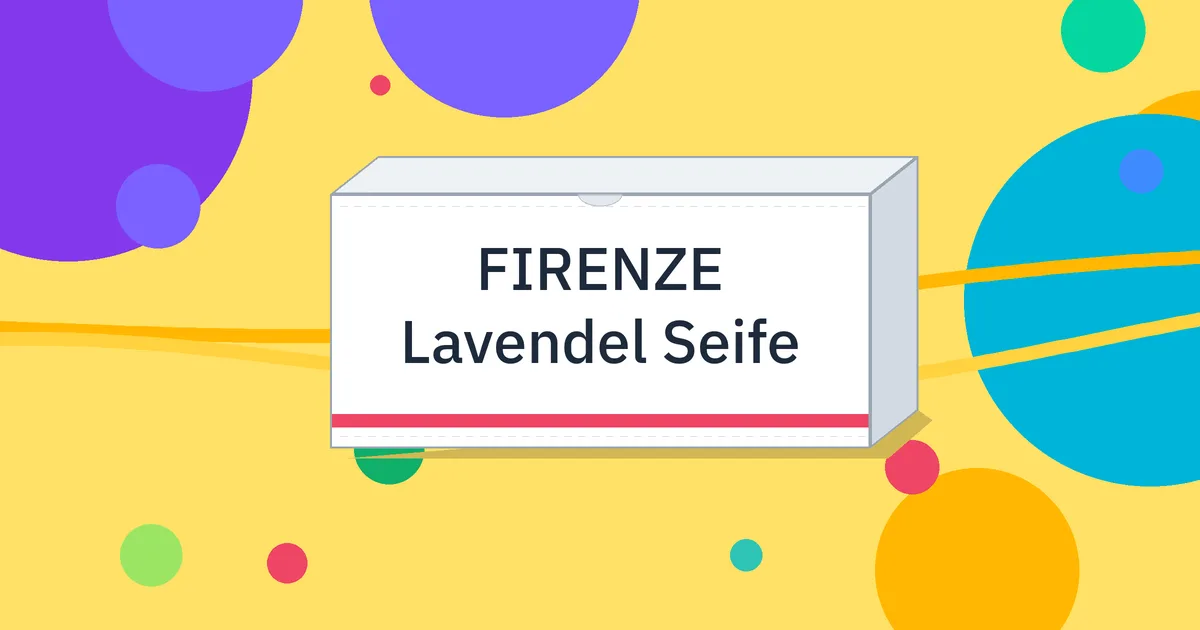 Symbolbild: Packung mit der Aufschrift FIRENZE Lavendel Seife (PZN 14256720) – Verfügbarkeit und Bezug in Apotheken in Frankfurt am Main