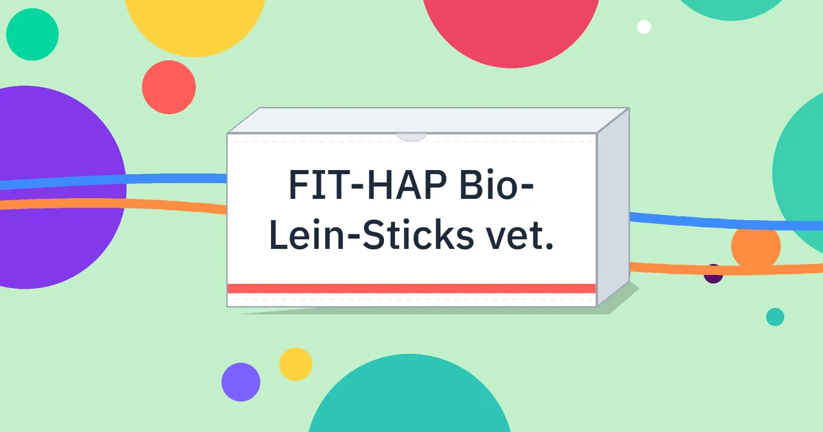 Symbolbild: Packung mit der Aufschrift FIT-HAP Bio-Lein-Sticks vet. (PZN 16158312) – Verfügbarkeit und Bezug in Apotheken in Frankfurt am Main