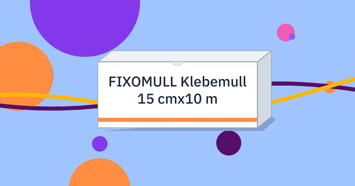 Symbolbild: Packung mit der Aufschrift FIXOMULL Klebemull 15 cmx10 m (PZN 04040663) – Verfügbarkeit und Bezug in Apotheken in Frankfurt am Main