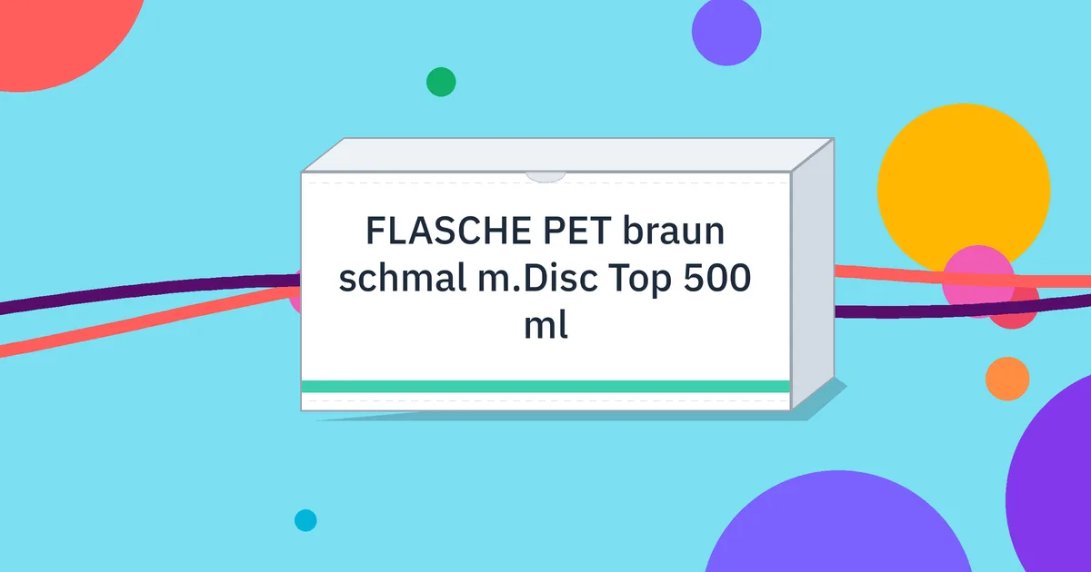 Symbolbild: Packung mit der Aufschrift FLASCHE PET braun schmal m.Disc Top 500 ml (PZN 16486565) – Verfügbarkeit und Bezug in Apotheken in Frankfurt am Main