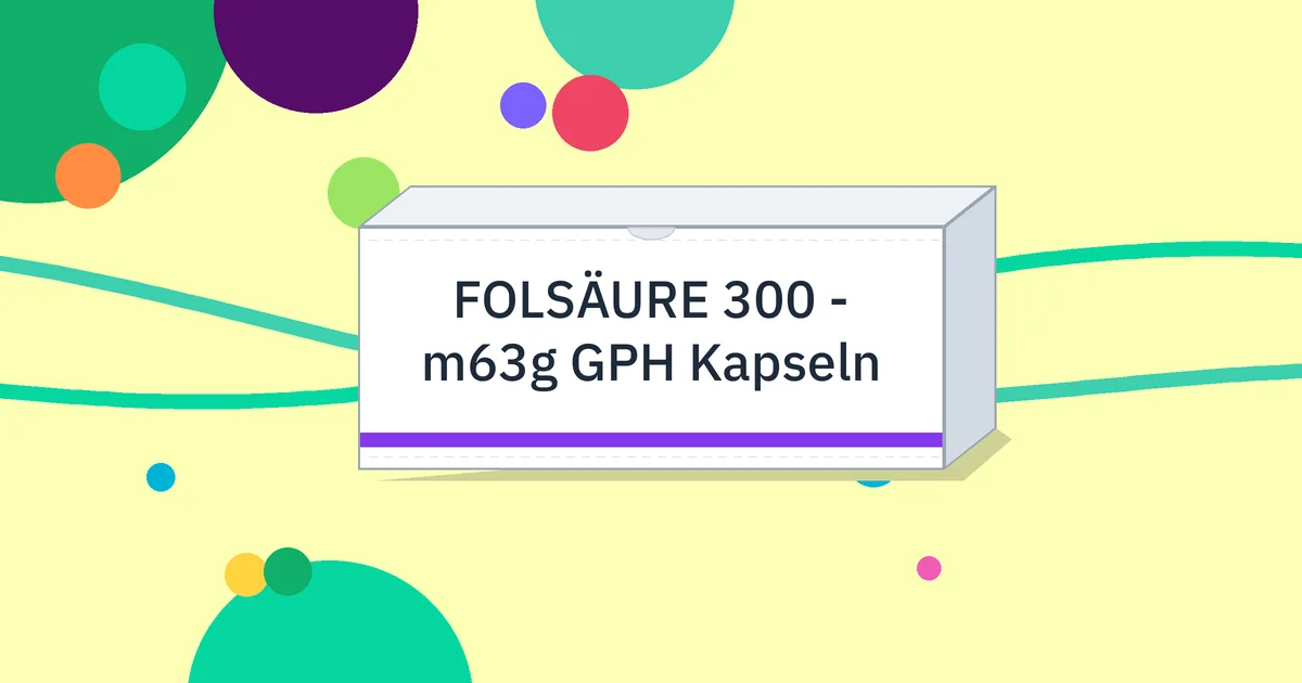 Symbolbild: Packung mit der Aufschrift FOLSÄURE 300 -m63g GPH Kapseln (PZN 09721818) – Verfügbarkeit und Bezug in Apotheken in Frankfurt am Main