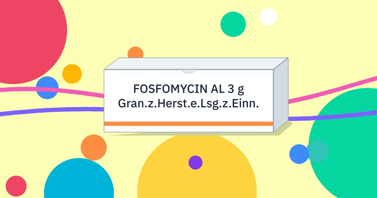 Symbolbild: Packung mit der Aufschrift FOSFOMYCIN AL 3 g Gran.z.Herst.e.Lsg.z.Einn. (PZN 12672124) – Verfügbarkeit und Bezug in Apotheken in Frankfurt am Main