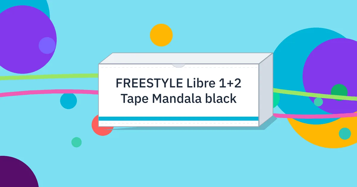 Symbolbild: Packung mit der Aufschrift FREESTYLE Libre 1+2 Tape Mandala black (PZN 18178017) – Verfügbarkeit und Bezug in Apotheken in Frankfurt am Main