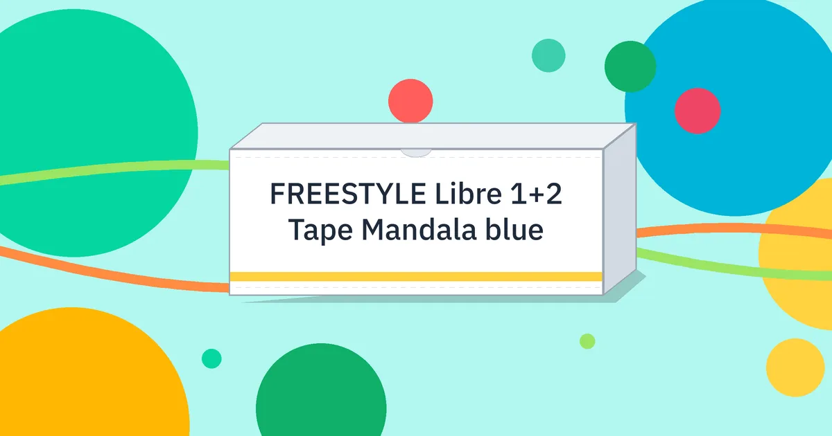 Symbolbild: Packung mit der Aufschrift FREESTYLE Libre 1+2 Tape Mandala blue (PZN 18177928) – Verfügbarkeit und Bezug in Apotheken in Frankfurt am Main