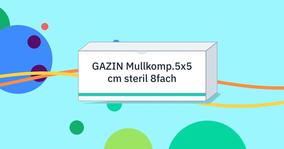 Symbolbild: Packung mit der Aufschrift GAZIN Mullkomp.5x5 cm steril 8fach (PZN 14444172) – Verfügbarkeit und Bezug in Apotheken in Frankfurt am Main
