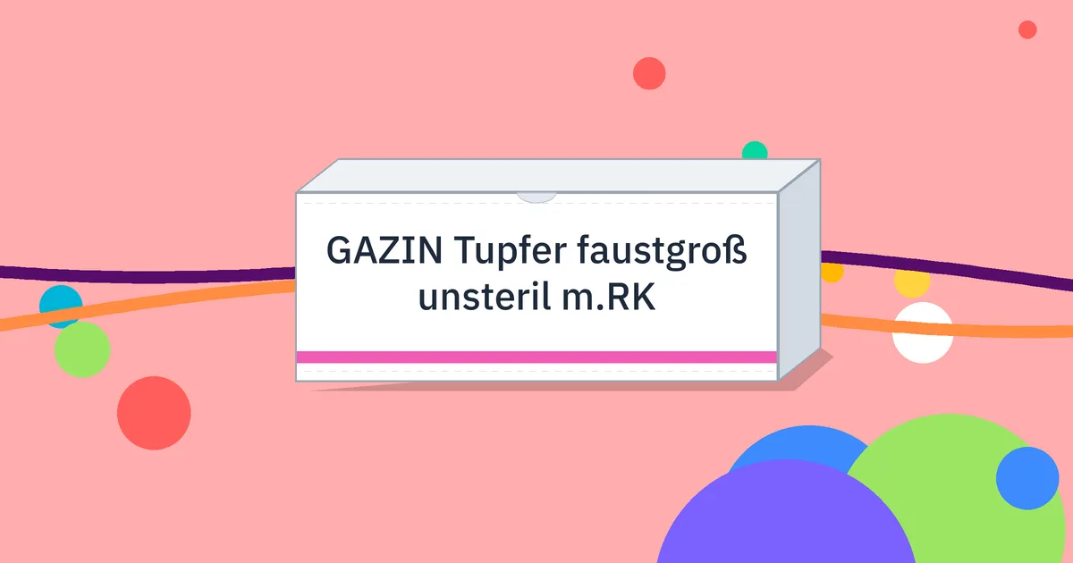 Symbolbild: Packung mit der Aufschrift GAZIN Tupfer faustgroß unsteril m.RK (PZN 01369138) – Verfügbarkeit und Bezug in Apotheken in Frankfurt am Main