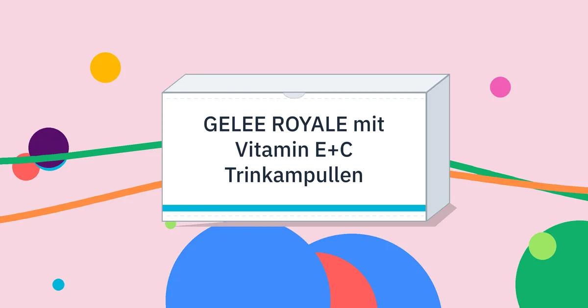 Symbolbild: Packung mit der Aufschrift GELEE ROYALE mit Vitamin E+C Trinkampullen (PZN 18010772) – Verfügbarkeit und Bezug in Apotheken in Frankfurt am Main