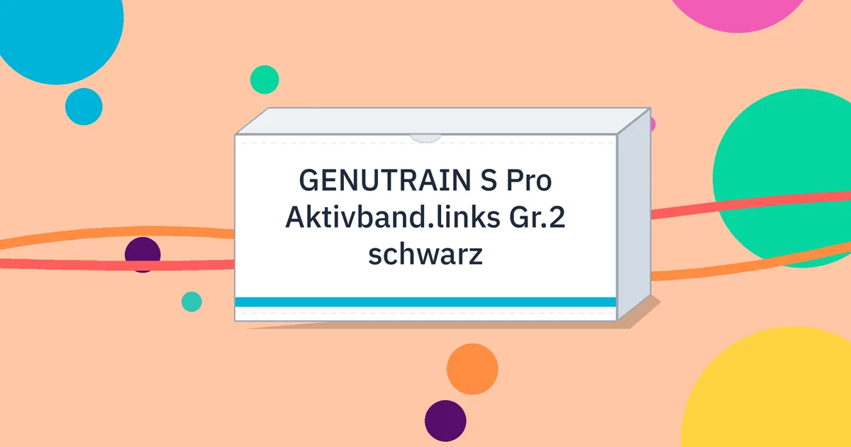 Symbolbild: Packung mit der Aufschrift GENUTRAIN S Pro Aktivband.links Gr.2 schwarz (PZN 09337161) – Verfügbarkeit und Bezug in Apotheken in Frankfurt am Main