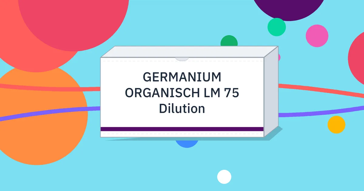 Symbolbild: Packung mit der Aufschrift GERMANIUM ORGANISCH LM 75 Dilution (PZN 16364000) – Verfügbarkeit und Bezug in Apotheken in Frankfurt am Main