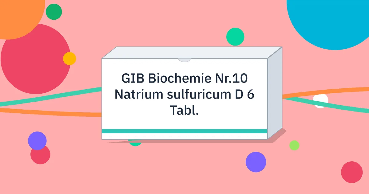 Symbolbild: Packung mit der Aufschrift GIB Biochemie Nr.10 Natrium sulfuricum D 6 Tabl. (PZN 08481588) – Verfügbarkeit und Bezug in Apotheken in Frankfurt am Main