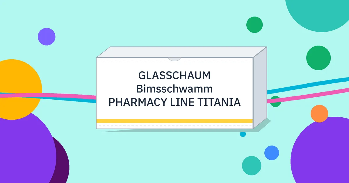 Symbolbild: Packung mit der Aufschrift GLASSCHAUM Bimsschwamm PHARMACY LINE TITANIA (PZN 13886979) – Verfügbarkeit und Bezug in Apotheken in Frankfurt am Main