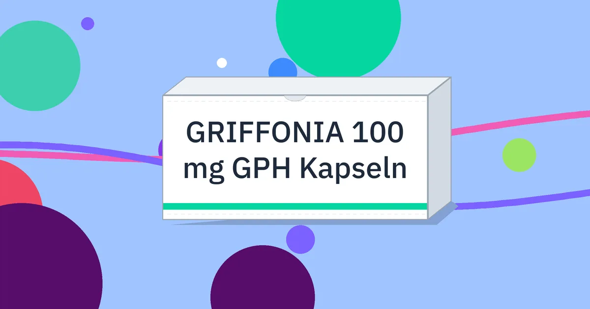 Symbolbild: Packung mit der Aufschrift GRIFFONIA 100 mg GPH Kapseln (PZN 13359725) – Verfügbarkeit und Bezug in Apotheken in Frankfurt am Main