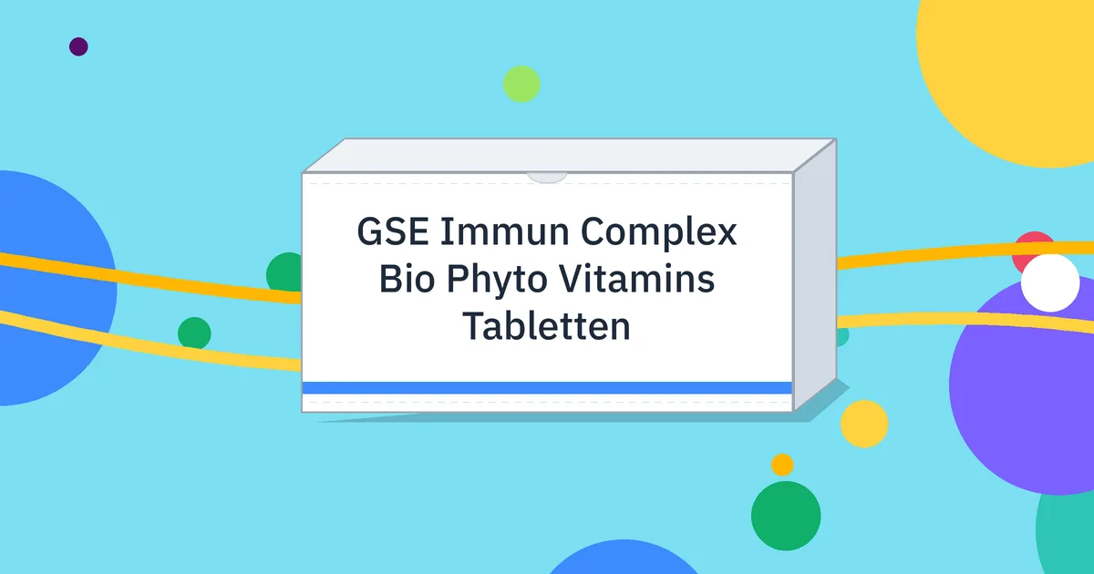 Symbolbild: Packung mit der Aufschrift GSE Immun Complex Bio Phyto Vitamins Tabletten (PZN 17611067) – Verfügbarkeit und Bezug in Apotheken in Frankfurt am Main