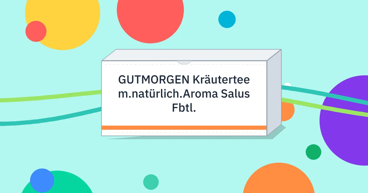 Symbolbild: Packung mit der Aufschrift GUTMORGEN Kräutertee m.natürlich.Aroma Salus Fbtl. (PZN 05371988) – Verfügbarkeit und Bezug in Apotheken in Frankfurt am Main