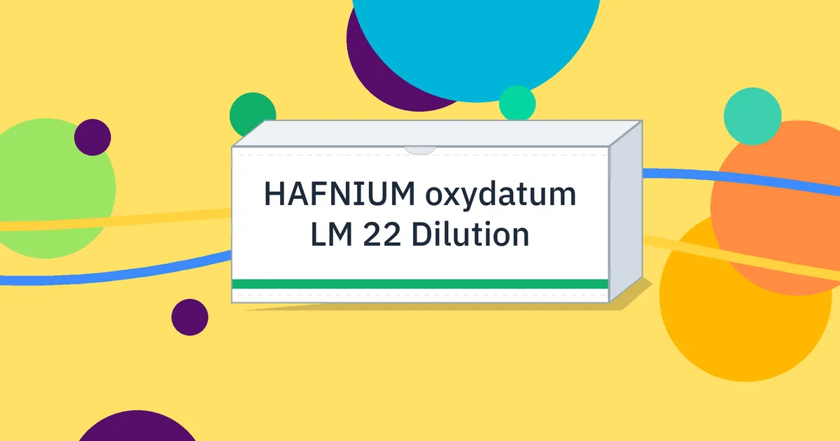 Symbolbild: Packung mit der Aufschrift HAFNIUM oxydatum LM 22 Dilution (PZN 13549880) – Verfügbarkeit und Bezug in Apotheken in Frankfurt am Main