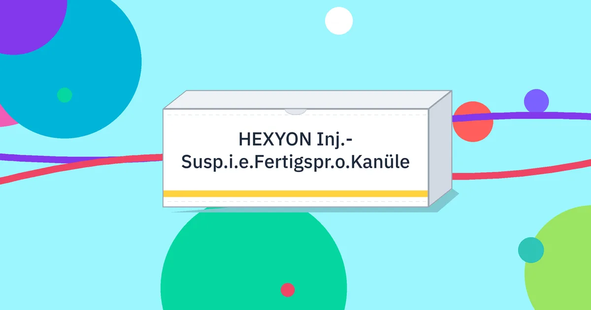 Symbolbild: Packung mit der Aufschrift HEXYON Inj.-Susp.i.e.Fertigspr.o.Kanüle (PZN 16200528) – Verfügbarkeit und Bezug in Apotheken in Frankfurt am Main