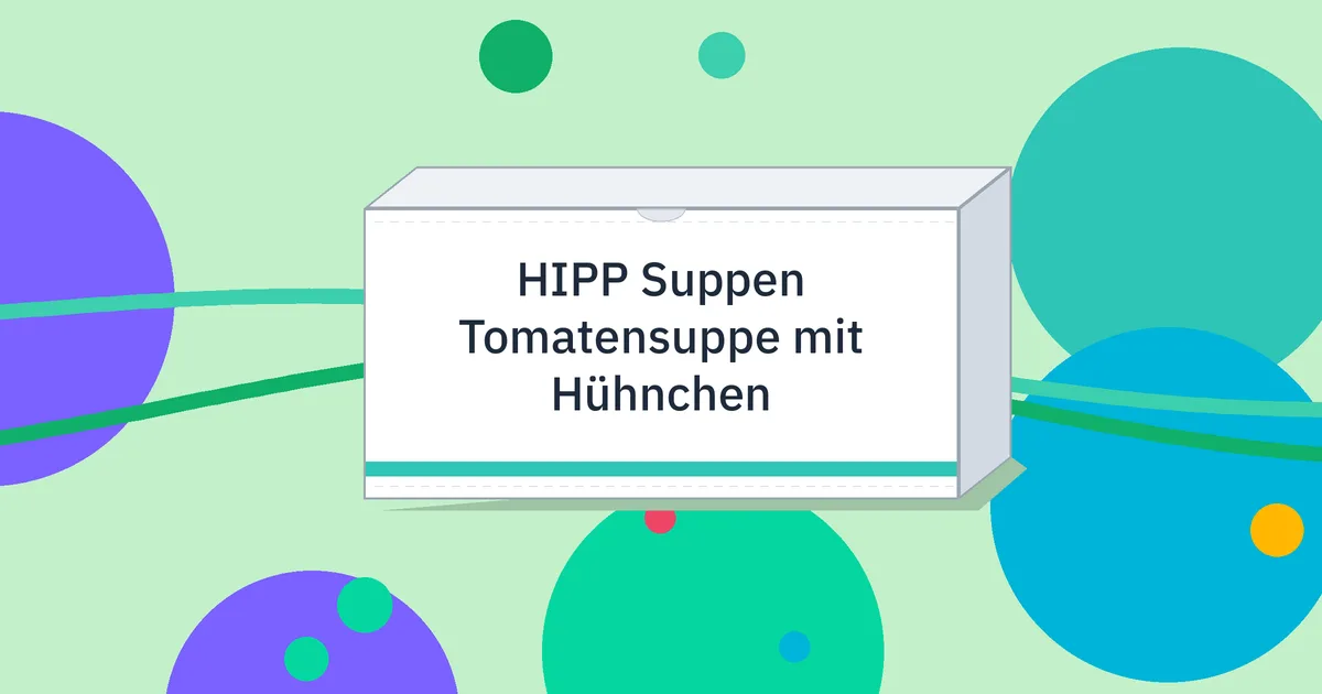 Symbolbild: Packung mit der Aufschrift HIPP Suppen Tomatensuppe mit Hühnchen (PZN 19383618) – Verfügbarkeit und Bezug in Apotheken in Frankfurt am Main