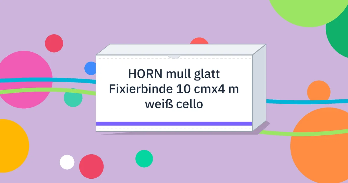 Symbolbild: Packung mit der Aufschrift HORN mull glatt Fixierbinde 10 cmx4 m weiß cello (PZN 04662873) – Verfügbarkeit und Bezug in Apotheken in Frankfurt am Main