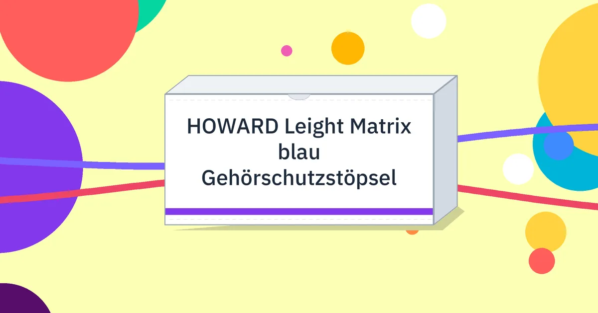 Symbolbild: Packung mit der Aufschrift HOWARD Leight Matrix blau Gehörschutzstöpsel (PZN 04655991) – Verfügbarkeit und Bezug in Apotheken in Frankfurt am Main