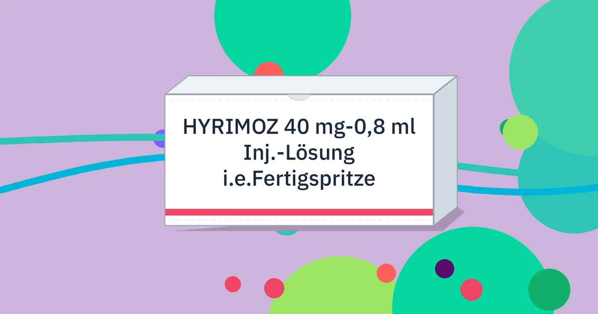 Symbolbild: Packung mit der Aufschrift HYRIMOZ 40 mg-0,8 ml Inj.-Lösung i.e.Fertigspritze (PZN 16009954) – Verfügbarkeit und Bezug in Apotheken in Frankfurt am Main