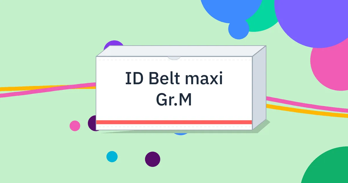 Symbolbild: Packung mit der Aufschrift ID Belt maxi Gr.M (PZN 16654330) – Verfügbarkeit und Bezug in Apotheken in Frankfurt am Main