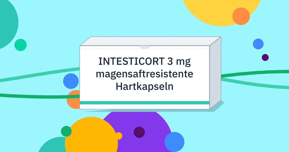Symbolbild: Packung mit der Aufschrift INTESTICORT 3 mg magensaftresistente Hartkapseln (PZN 16885555) – Verfügbarkeit und Bezug in Apotheken in Frankfurt am Main