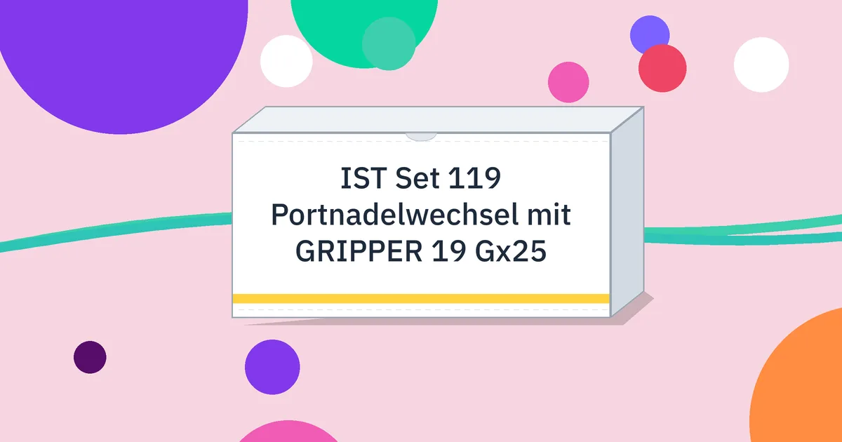Symbolbild: Packung mit der Aufschrift IST Set 119 Portnadelwechsel mit GRIPPER 19 Gx25 (PZN 10049786) – Verfügbarkeit und Bezug in Apotheken in Frankfurt am Main