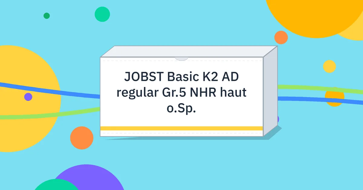 Symbolbild: Packung mit der Aufschrift JOBST Basic K2 AD regular Gr.5 NHR haut o.Sp. (PZN 15312490) – Verfügbarkeit und Bezug in Apotheken in Frankfurt am Main