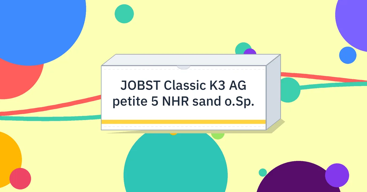 Symbolbild: Packung mit der Aufschrift JOBST Classic K3 AG petite 5 NHR sand o.Sp. (PZN 13072952) – Verfügbarkeit und Bezug in Apotheken in Frankfurt am Main