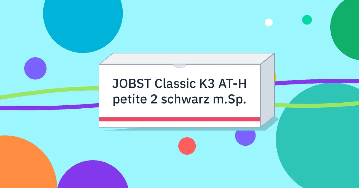 Symbolbild: Packung mit der Aufschrift JOBST Classic K3 AT-H petite 2 schwarz m.Sp. (PZN 13076789) – Verfügbarkeit und Bezug in Apotheken in Frankfurt am Main