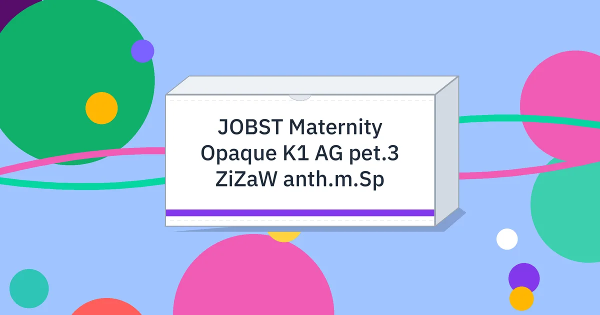 Symbolbild: Packung mit der Aufschrift JOBST Maternity Opaque K1 AG pet.3 ZiZaW anth.m.Sp (PZN 15855109) – Verfügbarkeit und Bezug in Apotheken in Frankfurt am Main