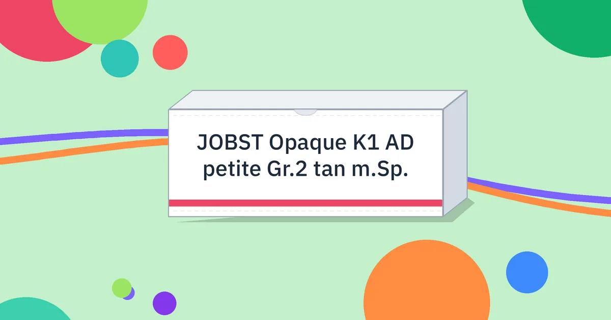Symbolbild: Packung mit der Aufschrift JOBST Opaque K1 AD petite Gr.2 tan m.Sp. (PZN 16264089) – Verfügbarkeit und Bezug in Apotheken in Frankfurt am Main