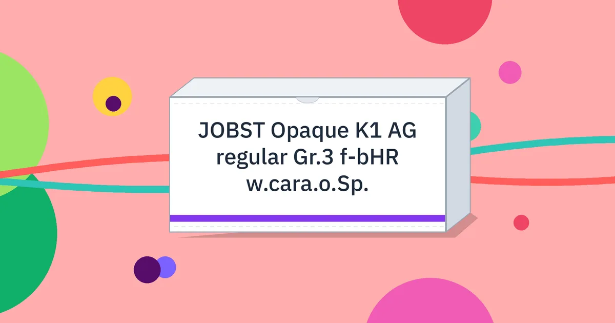 Symbolbild: Packung mit der Aufschrift JOBST Opaque K1 AG regular Gr.3 f-bHR w.cara.o.Sp. (PZN 13160521) – Verfügbarkeit und Bezug in Apotheken in Frankfurt am Main