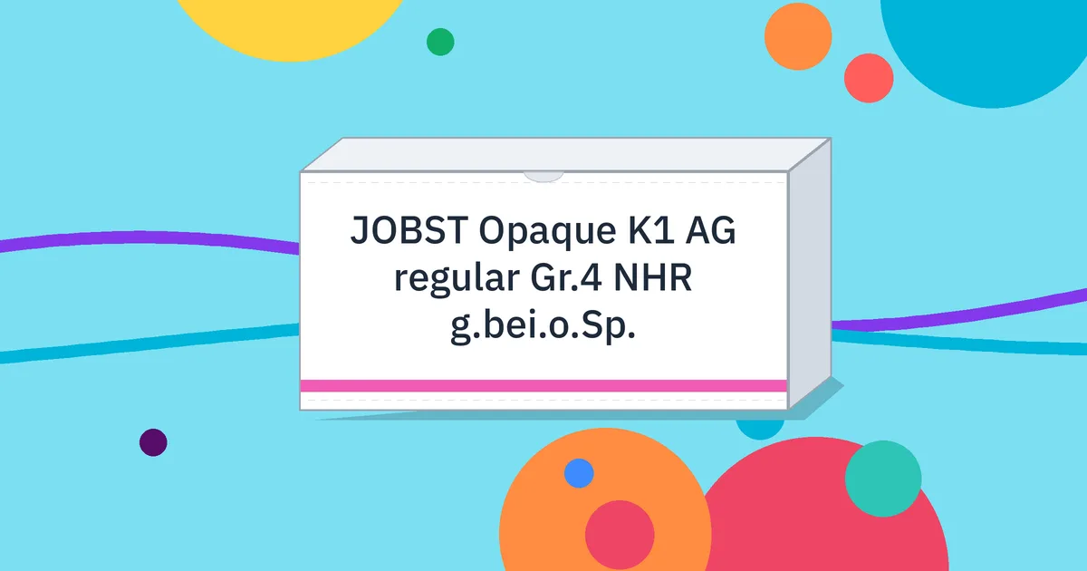 Symbolbild: Packung mit der Aufschrift JOBST Opaque K1 AG regular Gr.4 NHR g.bei.o.Sp. (PZN 16265284) – Verfügbarkeit und Bezug in Apotheken in Frankfurt am Main