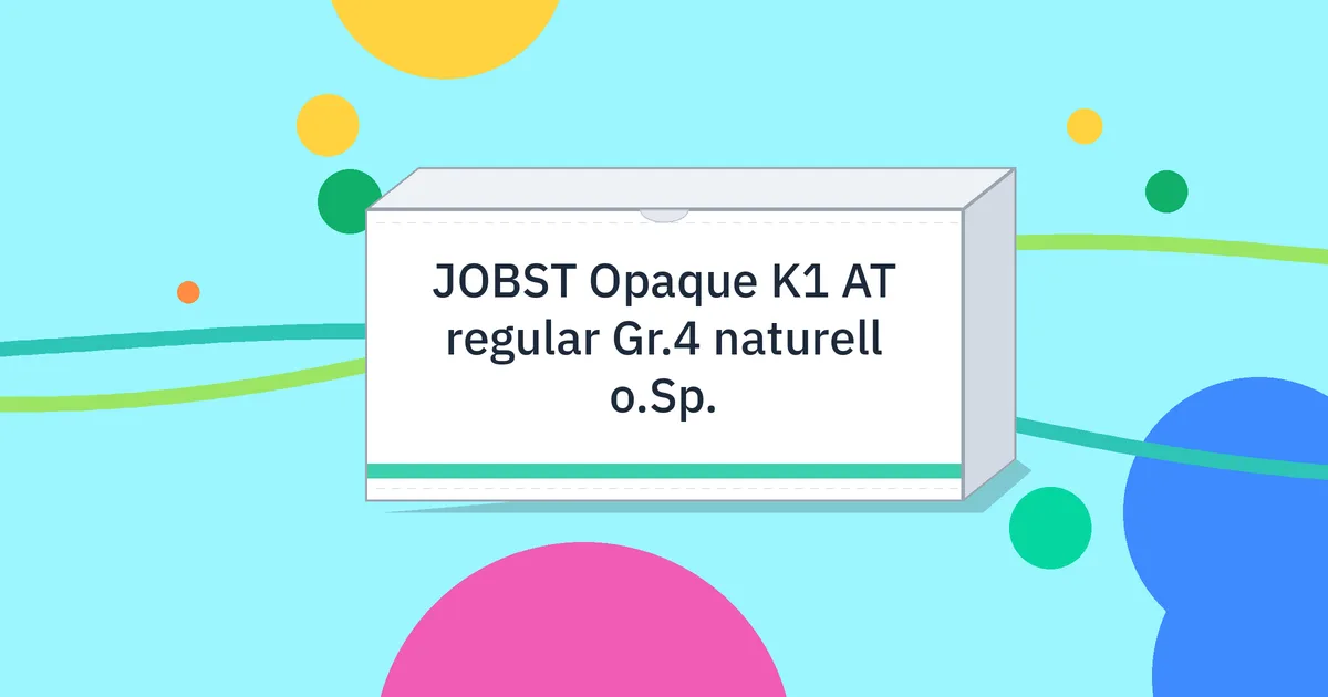 Symbolbild: Packung mit der Aufschrift JOBST Opaque K1 AT regular Gr.4 naturell o.Sp. (PZN 13107490) – Verfügbarkeit und Bezug in Apotheken in Frankfurt am Main