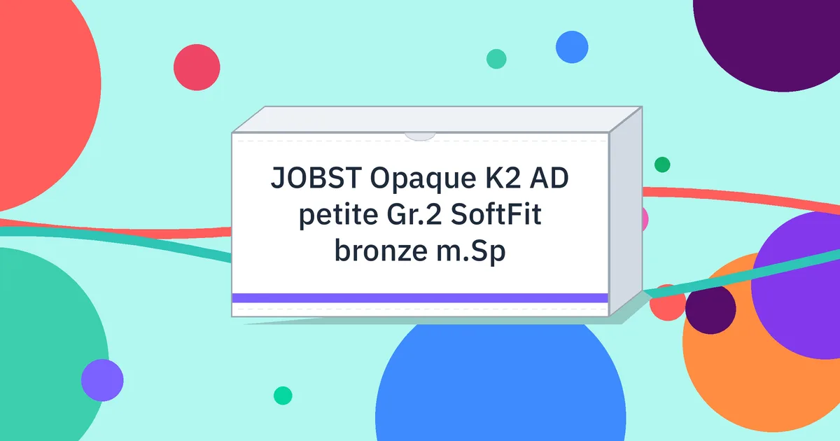 Symbolbild: Packung mit der Aufschrift JOBST Opaque K2 AD petite Gr.2 SoftFit bronze m.Sp (PZN 13109164) – Verfügbarkeit und Bezug in Apotheken in Frankfurt am Main