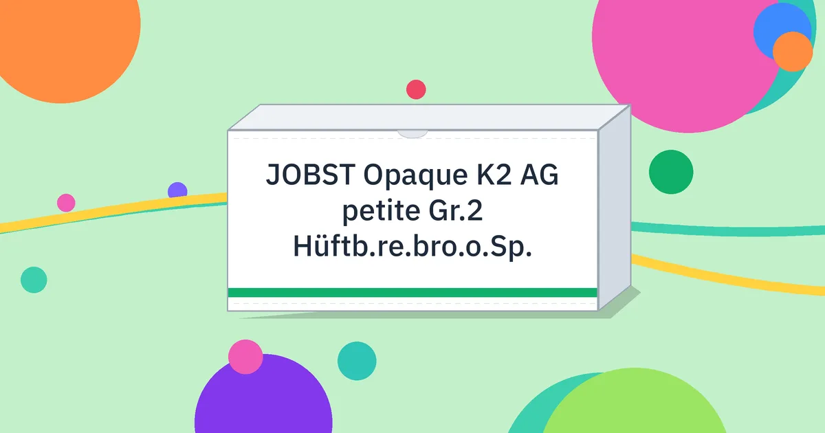 Symbolbild: Packung mit der Aufschrift JOBST Opaque K2 AG petite Gr.2 Hüftb.re.bro.o.Sp. (PZN 13115259) – Verfügbarkeit und Bezug in Apotheken in Frankfurt am Main