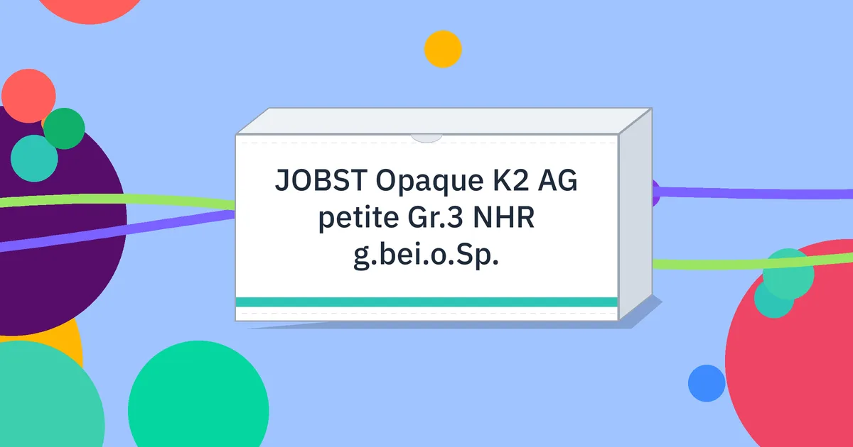 Symbolbild: Packung mit der Aufschrift JOBST Opaque K2 AG petite Gr.3 NHR g.bei.o.Sp. (PZN 16283661) – Verfügbarkeit und Bezug in Apotheken in Frankfurt am Main