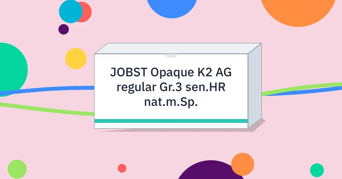 Symbolbild: Packung mit der Aufschrift JOBST Opaque K2 AG regular Gr.3 sen.HR nat.m.Sp. (PZN 12142515) – Verfügbarkeit und Bezug in Apotheken in Frankfurt am Main
