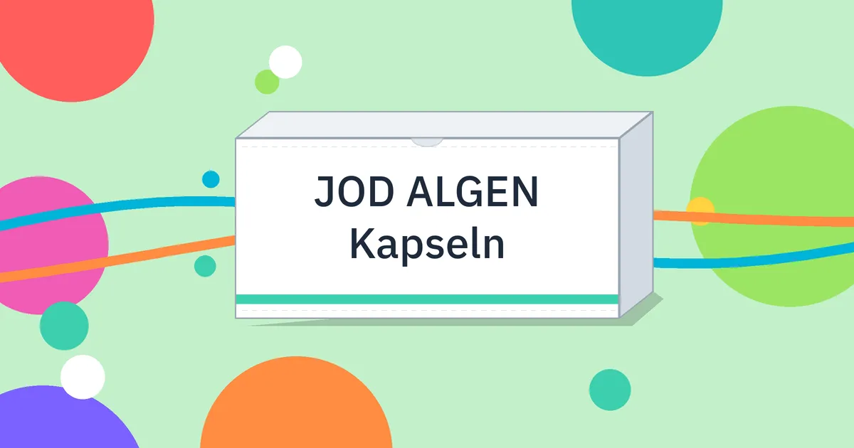 Symbolbild: Packung mit der Aufschrift JOD ALGEN Kapseln (PZN 02847025) – Verfügbarkeit und Bezug in Apotheken in Frankfurt am Main