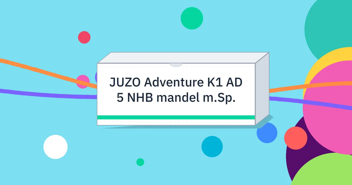 Symbolbild: Packung mit der Aufschrift JUZO Adventure K1 AD 5 NHB mandel m.Sp. (PZN 14974852) – Verfügbarkeit und Bezug in Apotheken in Frankfurt am Main