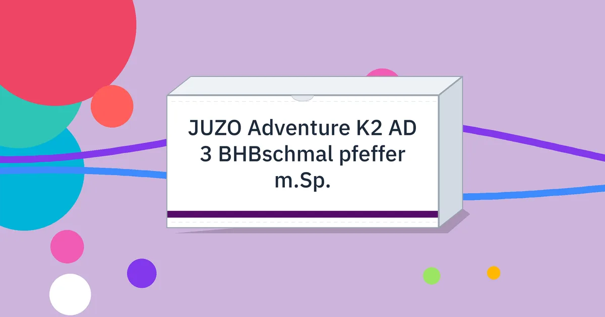 Symbolbild: Packung mit der Aufschrift JUZO Adventure K2 AD 3 BHBschmal pfeffer m.Sp. (PZN 15497035) – Verfügbarkeit und Bezug in Apotheken in Frankfurt am Main