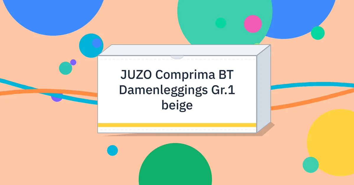 Symbolbild: Packung mit der Aufschrift JUZO Comprima BT Damenleggings Gr.1 beige (PZN 20781672) – Verfügbarkeit und Bezug in Apotheken in Frankfurt am Main