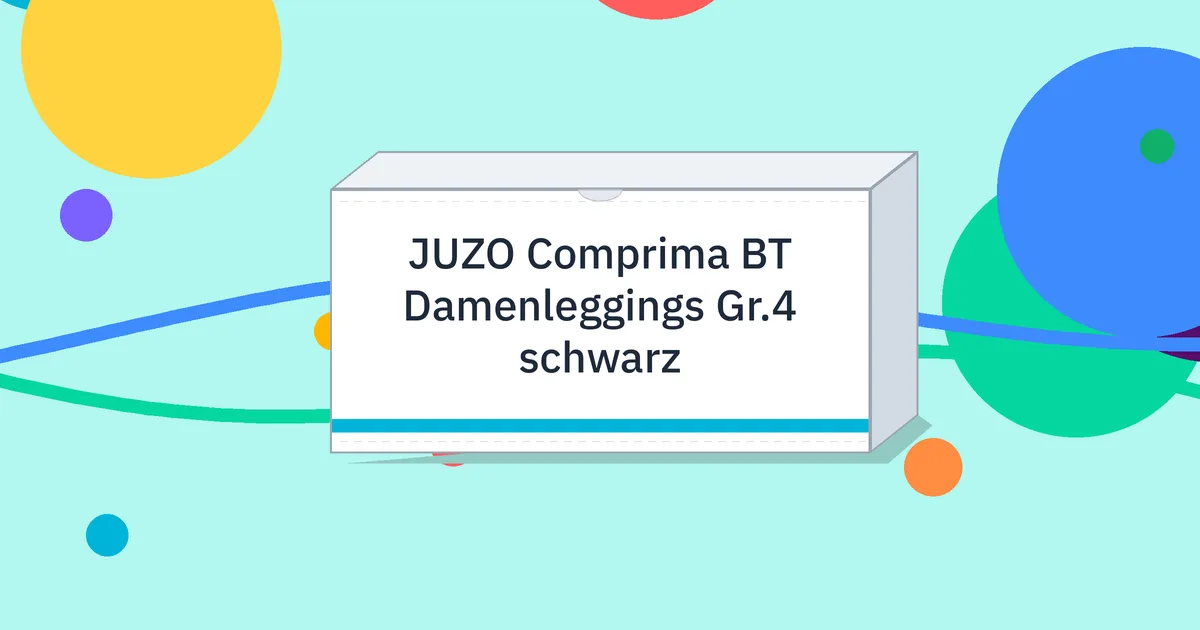 Symbolbild: Packung mit der Aufschrift JUZO Comprima BT Damenleggings Gr.4 schwarz (PZN 20781577) – Verfügbarkeit und Bezug in Apotheken in Frankfurt am Main