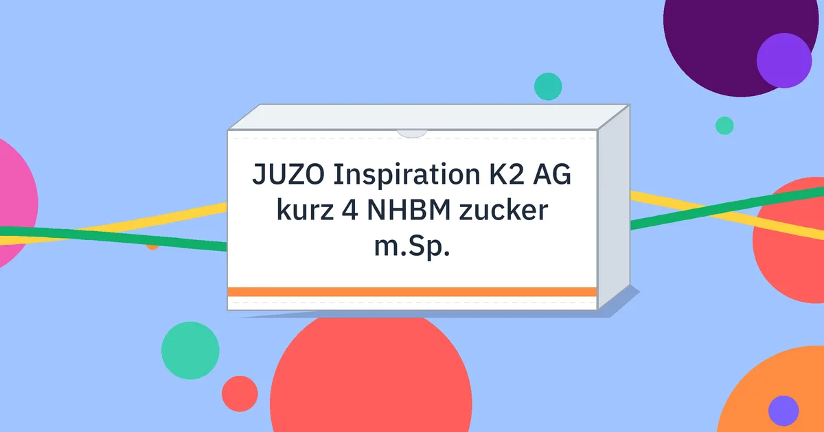 Symbolbild: Packung mit der Aufschrift JUZO Inspiration K2 AG kurz 4 NHBM zucker m.Sp. (PZN 14949541) – Verfügbarkeit und Bezug in Apotheken in Frankfurt am Main