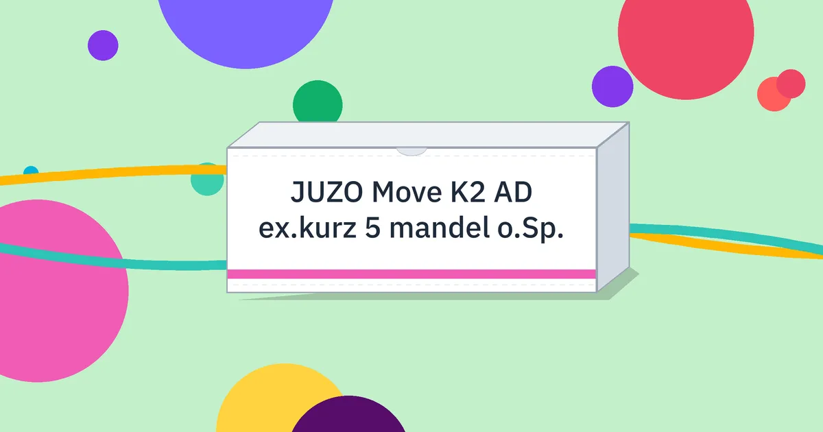 Symbolbild: Packung mit der Aufschrift JUZO Move K2 AD ex.kurz 5 mandel o.Sp. (PZN 16342441) – Verfügbarkeit und Bezug in Apotheken in Frankfurt am Main