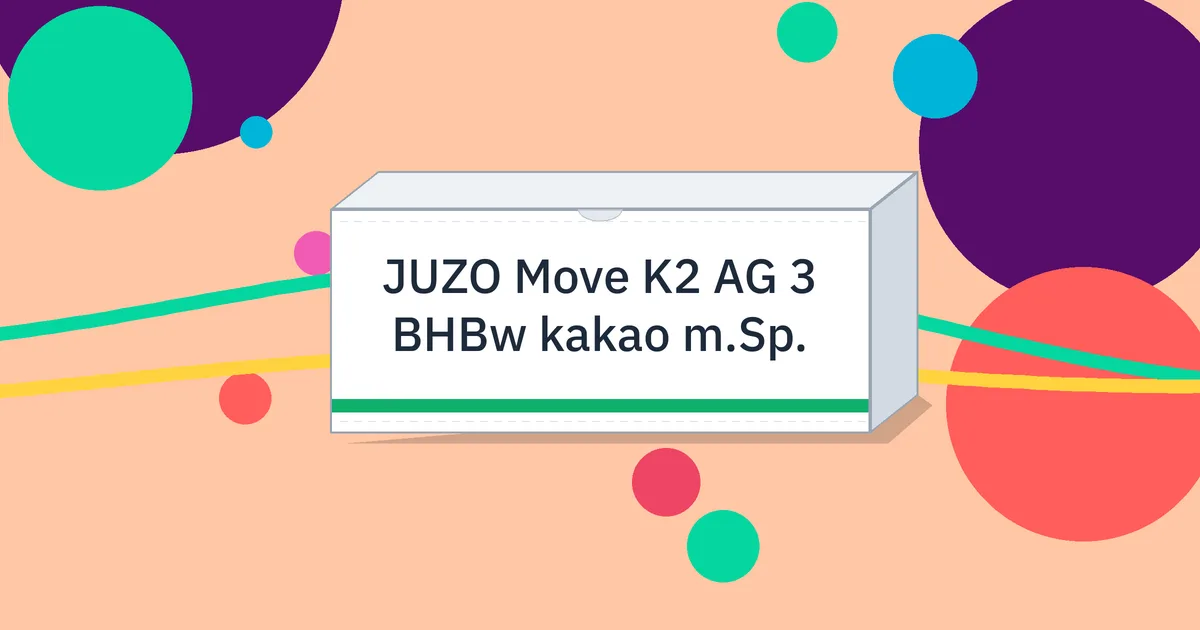 Symbolbild: Packung mit der Aufschrift JUZO Move K2 AG 3 BHBw kakao m.Sp. (PZN 18556169) – Verfügbarkeit und Bezug in Apotheken in Frankfurt am Main