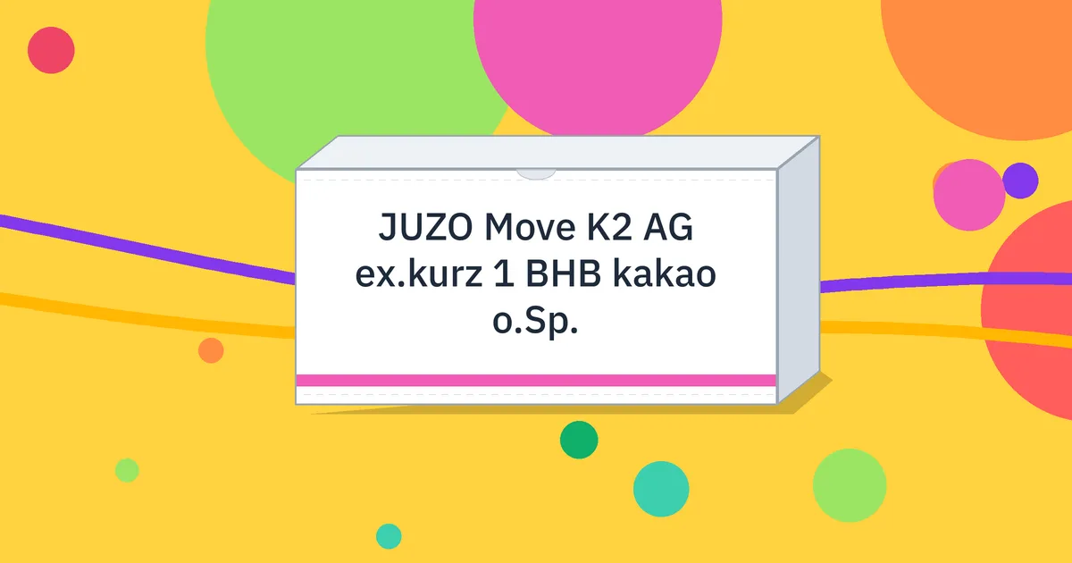 Symbolbild: Packung mit der Aufschrift JUZO Move K2 AG ex.kurz 1 BHB kakao o.Sp. (PZN 18565777) – Verfügbarkeit und Bezug in Apotheken in Frankfurt am Main